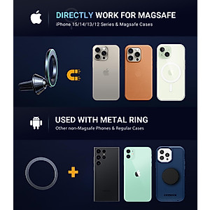 VICSEED for Magsafe Car Mount, [All-Metal] Ultra-Simple Strong Magnetic Phone Holder for Car Vent, 360° Rotation Hands Free Magnet Cellphone Cradle for iPhone 15 14 13 12 Pro Max Mini Plus