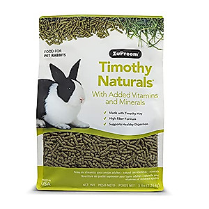ZuPreem Timothy Naturals Pet Food for Rabbits, 5 lb - Made in USA, Added Vitamins & Minerals, Timothy Hay