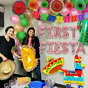 JeVenis Rose Gold First Fiesta Birthday Decoration First Fiesta Balloons First Fiesta Backdrop First Fiesta High Chair Banner Taco Bout First Decoration Taco Bout UNO Party Decoration
