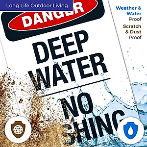 Sigo Signs, No Fishing Deep Water Sign, 10x7 Inches, Rust Free .040 Aluminum, Fade Resistant, Made in USA