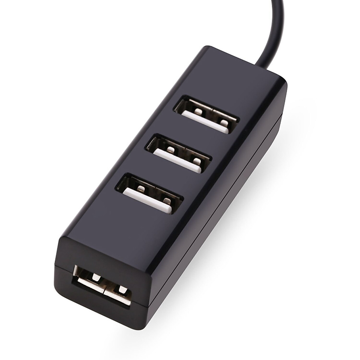 LIYU USB Port Splitter 4 Port Compact Portable High Speed USB 2.0 Data Hub for Windows MacBook Mac Pro Mac Notebook PC and More (Black)