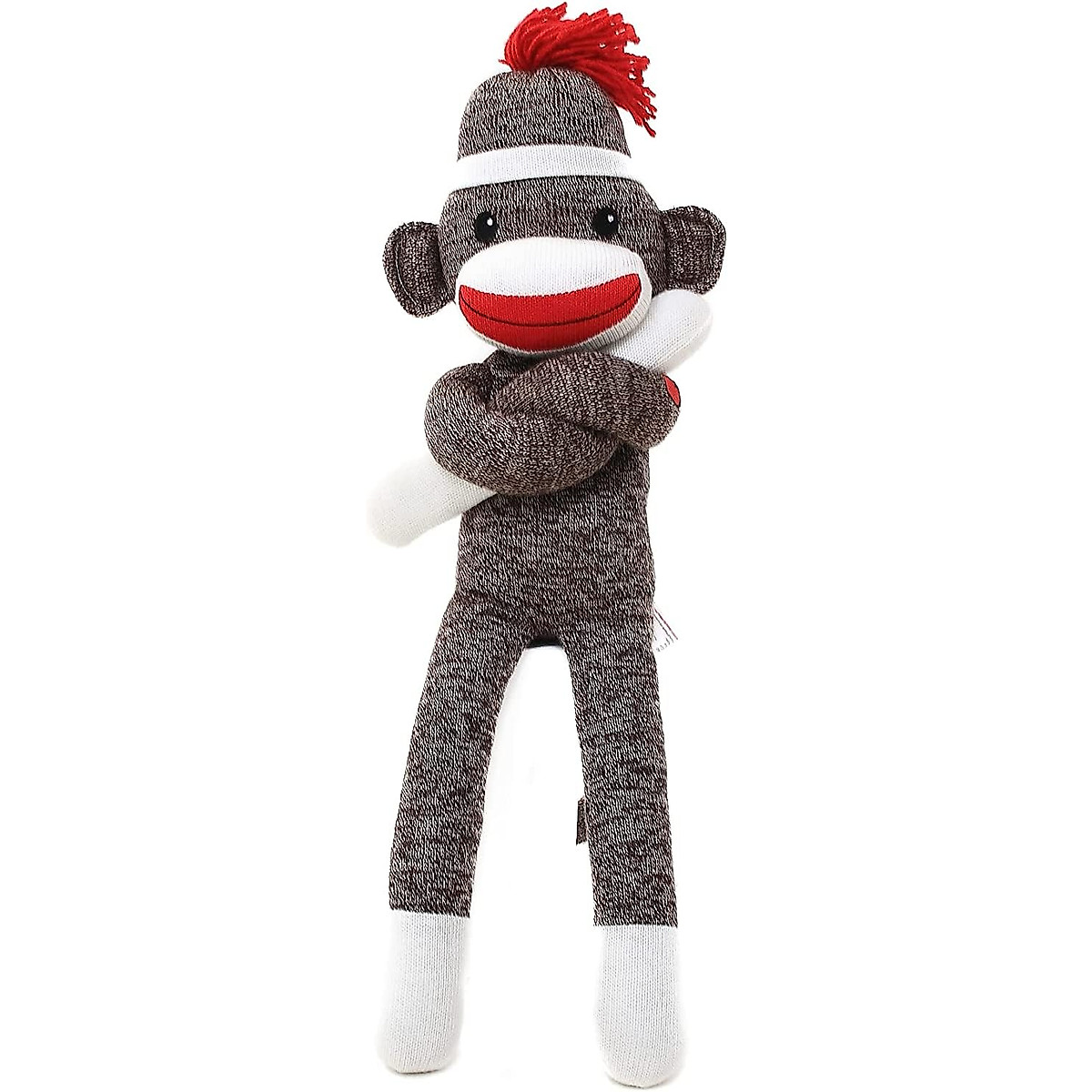 Made By Aliens Adorable Sock Monkey, The Original Traditional Hand Knitted Stuffed Animal Toy Gift-for Kids, Babies, Teens, Girls and Boys Baby Doll Present Puppet (20" Brown)