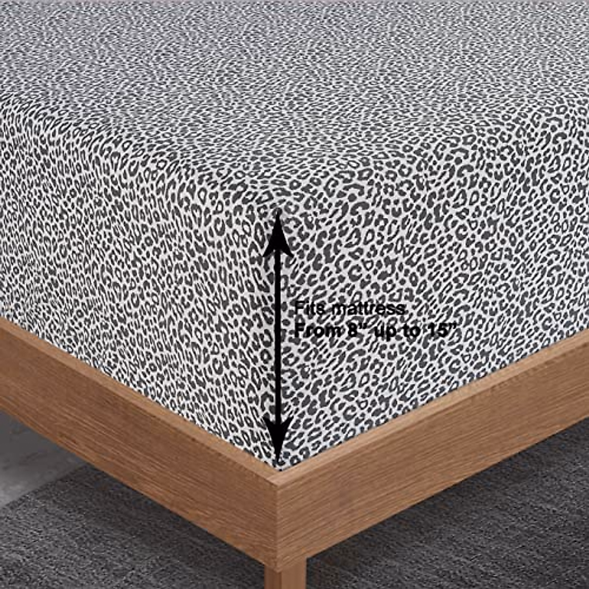 LANE LINEN 100% Organic Cotton Full Sheets Set 4-Piece Pure Percale Long Staple Bedding Breathable Fits Mattress Upto 15" Deep - Cheetah