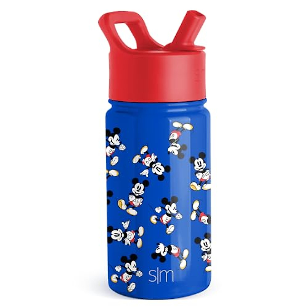 Simple Modern Disney Mickey Mouse Kids Water Bottle 2-Pack with Straw Lid | Reusable Insulated Stainless Steel & Plastic Cups for Girls and Boys, School | Summit Collection | Disney Mickey Mouse Mix