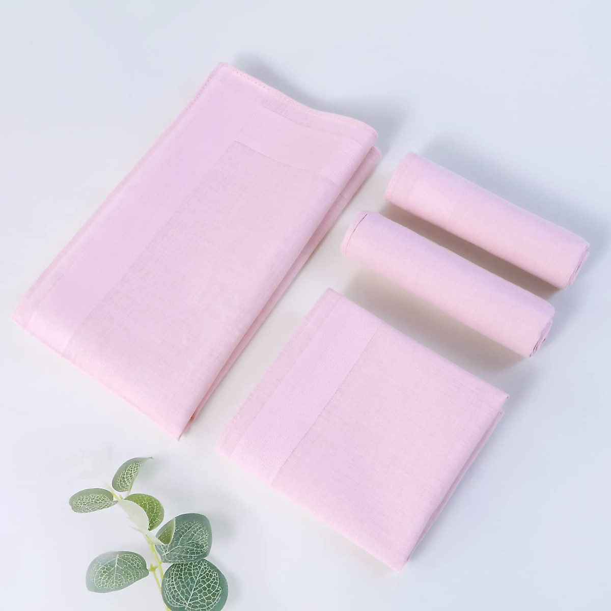 HOULIFE Men's Cotton Handkerchiefs, Solid Color 60S Soft Cotton Hankies for Men Women 6/12PCS 15.7"×15.7" (Pink, 12 PCS)
