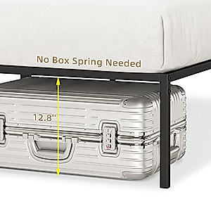 IDEALHOUSE King Metal Platform Bed Frame with Sturdy Steel Bed Slats Mattress Foundation No Box Spring Needed Large Storage Space Easy to Assemble Non-Shaking and Non-Noise Black