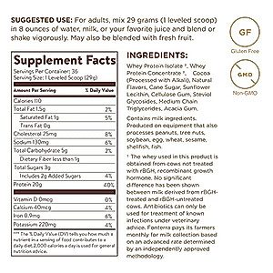 Whey To Go Protein Powder Natural Chocolate Cocoa Bean Flavor By Solgar - 41 oz