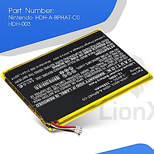 LIONX Battery Replacement for Game Console HDH-001 HDH-002 Switch Lite Switch Lite NS HDH-003 HDH-A-BPHAT-C0 3200mAh / 12.16Wh 3.8v Li-Polymer Black