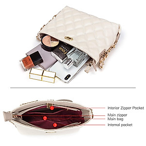 Sivim Crossbody Bags for Women Medium Size Leather Cute Crossbody Purse Shoulder Bag with Adjustable Gold Chain Strap(Medium Beige)