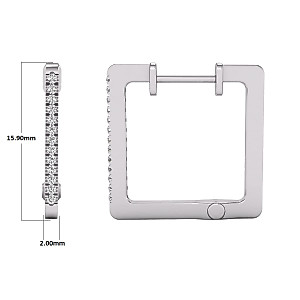 TimeLe$$ Classics Rectangular shape Diamond Huggies earrings for women in 10K White Gold