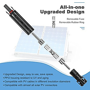 PRECIHW 30A PV Fuse Connector, Solar Fuse Holder, in-Line Solar Fuse Connector, IP68 Waterproof 1000V Male and Female Solar Fuse Connector, 30 Amp Fuse for Solar System