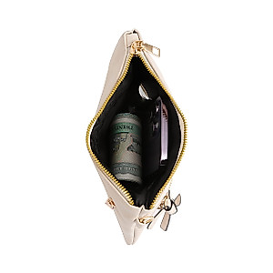 DELUXITY Essential Casual Functional Multi Pocket Double Zipper Crossbody Purse Bag for Women (Dark Taupe)