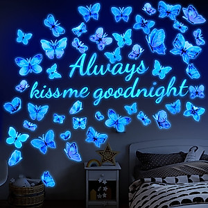 66Pcs Glow in The Dark Butterfly Wall Decals Decor Butterflies Wall Stickers 66Pcs Luminous Colorful Butterfly Wall Art Decor DIY Crafts for Kids Girls Bedroom Ceiling Bathroom
