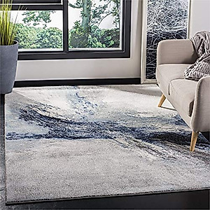 SAFAVIEH Galaxy Collection 5'3" x 7'6" Blue/Grey GAL117M Modern Abstract Non-Shedding Living Room Bedroom Dining Home Office Area Rug