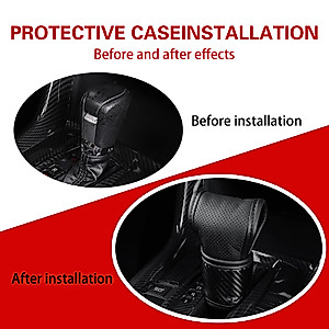 GKmow 1 PC Car Gear Shift Knob Cover, Carbon Fibre Gear Stick Protector, Leather Automobile Interior Accessories with Side Opening Design, Universal for Most Cars, SUVs and Vans (Black)