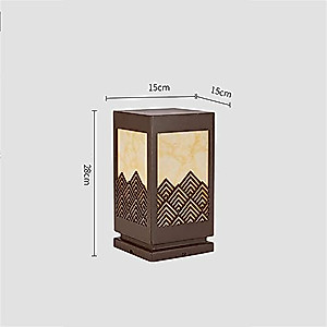 European Retro Waterproof Outdoor Garden Street Light Household Post Lamp External Lawn Rainproof Antirust Stainless Steel Marble Lampshade Column Backyard Patio Pathway Stigma Lamp E27