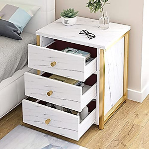 HIGOH Bedside Table White Bedside Table with Drawers Home Bedroom Furniture Bedside lampstand
