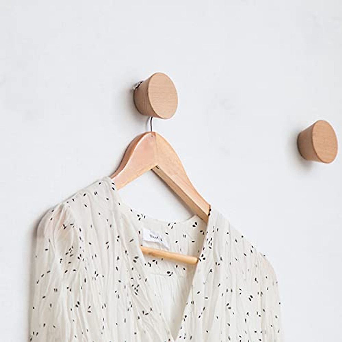 ZOOFOX 8 Pack Wall Hook, Beech Wood Coat Hook, Single Hat Bag Coat Hooks, Easy Install Cone Hook Rack, Decorative Craft Hooks for Hanging Coat, Towel, Bag or Rob