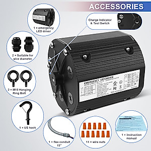 4Pack 40W LED Emergency Backup Driver, 0/1-10V Dimmable, 90mins Backup Time AC100-347V Emergency Backup Battery, Output 170V DC,UL-Listed -Ideal Power Supply for High Bay Light, 5-Year Warranty