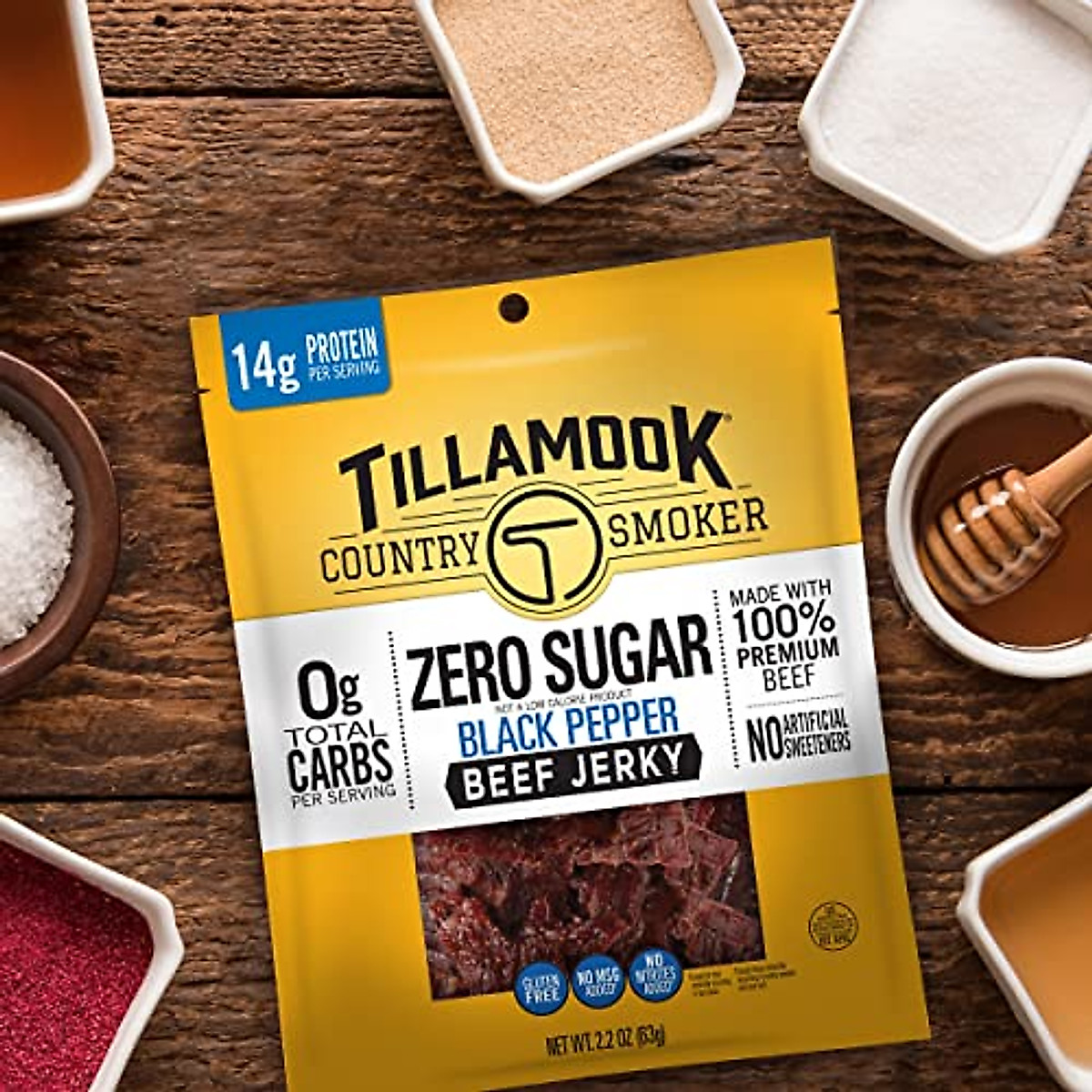 Tillamook Country Smoker Keto Friendly Zero Sugar Beef Jerky, Black Pepper, 6.5 Ounce