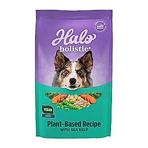 Halo Purely For Pets Halo Holistic Plant-Based Recipe with Kelp, Complete Digestive Health, Vegan Dry Dog Food Bag, Adult Formula, 3.5-lb Bag