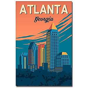 Atlanta Georgia Travel Vintage Art Refrigerator Magnet Size 2.5" x 3.7"