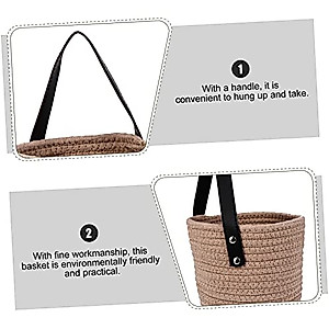 Cabilock 2 pcs Cotton Rope Woven Basket laundry woven bucket bathroom wall organizer round basket Rope planter basket empty gift basket toy basket with handles fabric bin hanging toy box