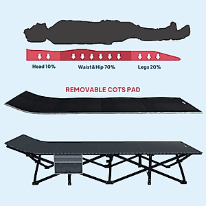 Hejiko Camping Cots for Adults, Lightweight Sleeping Bed Cot with Removable Mattress, Portable Folding Cot with Carry Bag for Travel Outdoor Office, Patio Supports 450 LB, Item Weigh 13.15LB