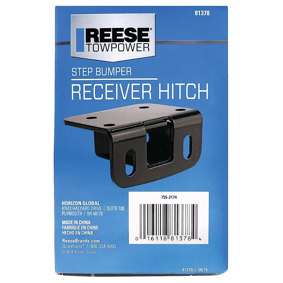 Reese Towpower 81378 Class II Step Bumper Receiver Hitch, Black