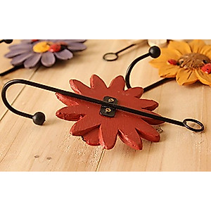 Creative Daisy Resin Wall Hooks Wall Mounted Art Flower Iron Hook Hand-Painted Hanging Coat / Hat /Key/ Towel Hooks Home Decoration(Set of 4)