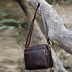 Leather Crossbody Bags for Women, Leather Shoulder Bag, Leather purse Cross Body Bag Full Grain Leather with Adjustable Strap (brown)