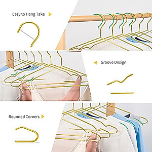 Nature Smile 17 Inch Heavy Duty Shiny Gold Metal Clothes Hanger, Coat Hanger, Suit Hanger, Dress Hanger with Big Notches Pack of 20,Gold