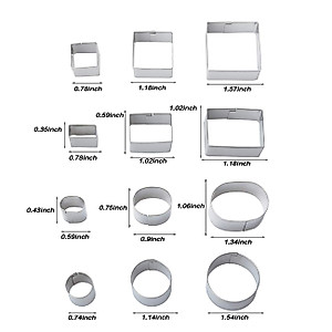 Homy Feel Mini Geometric Shaped Cookie Biscuit Cutter Set 24 Rectangle Square Heart Triangle Round Tiny Circle Baking Stainless Steel Metal Molds