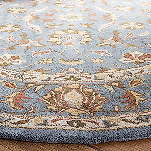 SAFAVIEH Heritage Collection 5' x 8' Oval Blue / Blue HG969A Handmade Traditional Oriental Premium Wool Area Rug