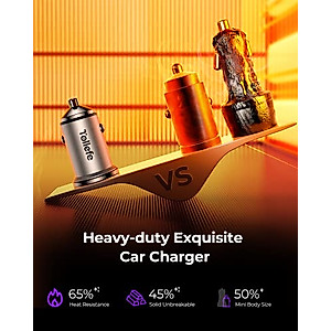USB C Car Charger, [PD45W & QC45W]Dual Fast Ports Fast Charge Car Charger [All Metal & Mini]Cigarette Lighter Adapter for iPhone 14/13/12 Pro Max Samsung S22/21 Note20/10 Google Pixel, iPad Pro-Sliver