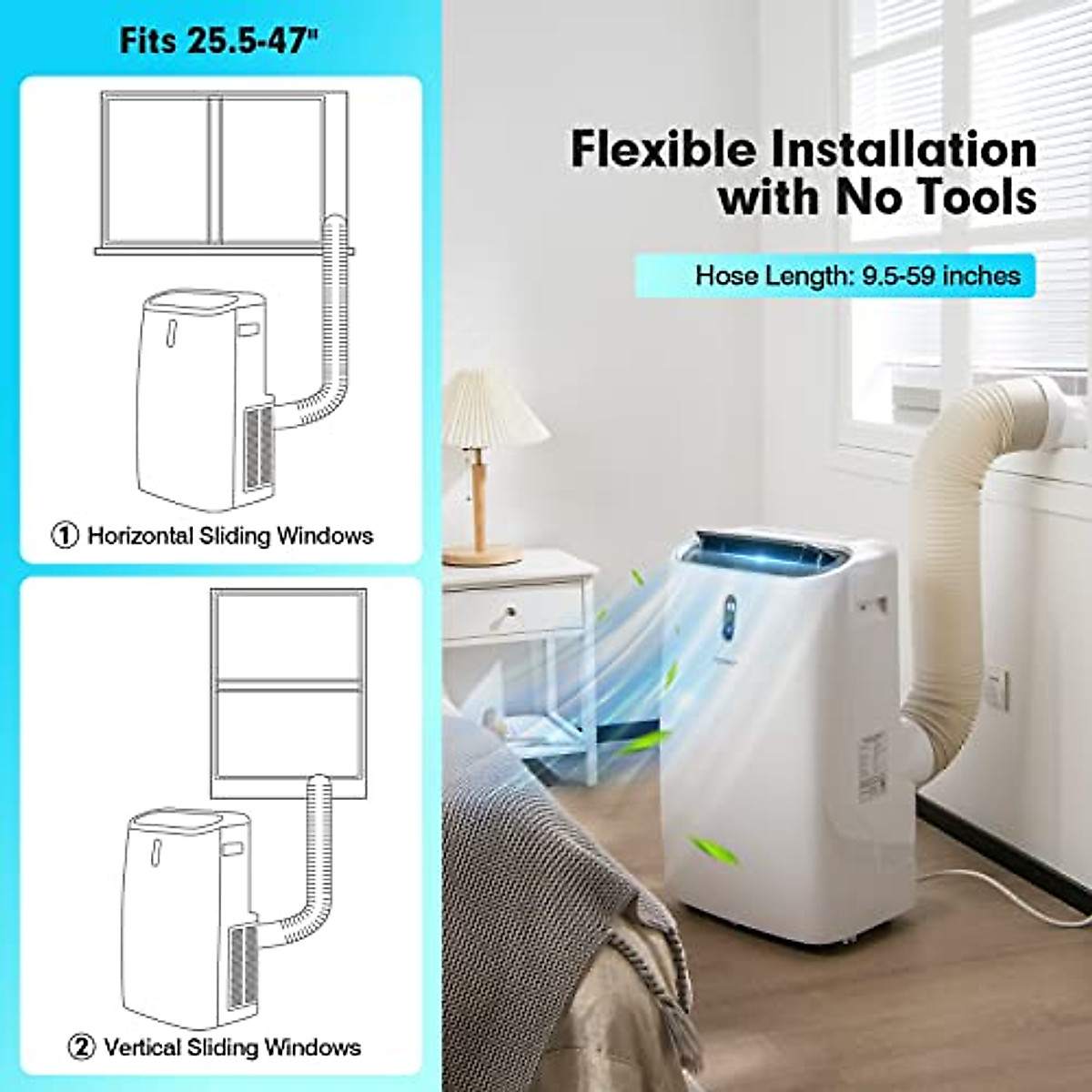 COSTWAY 12000BTU Portable Air Conditioner, 4-in-1 Oscillation Air Cooler with Cooling/Dehumidifier/Heater/Fan , 3 Speeds Fan for 450 sq.ft, Remote Control, WiFi Smart Control, 4 Universal Casters & Window Kit Included (12000BTU)