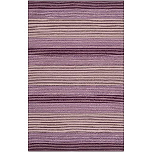SAFAVIEH Marbella Collection Area Rug - 5' x 8', Lilac, Handmade Flat Weave Stripe Wool, Ideal for High Traffic Areas in Living Room, Bedroom (MRB281A)