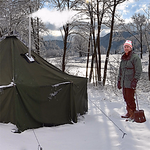 UNDUSLUY Outdoor Portable Stainless Steel Wood Burning Stove, 22“ Oversize Heating Burner Stove for Tent, Camping, Ice-Fishing, Cookout, Hiking, Travel, Includes Pipe Tent Stove