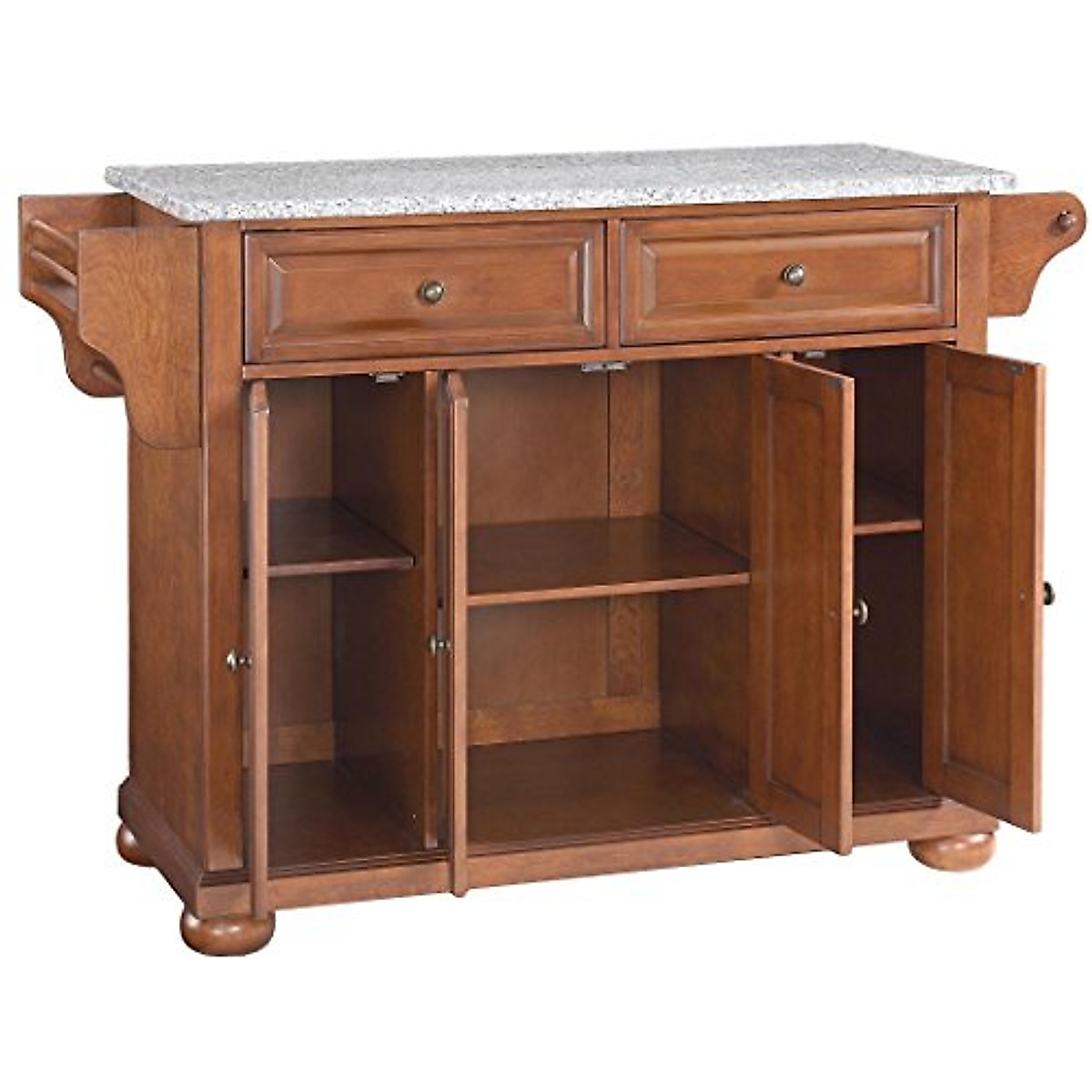 Crosley Furniture Alexandria Kitchen Island with Solid Grey Granite Top, Classic Cherry