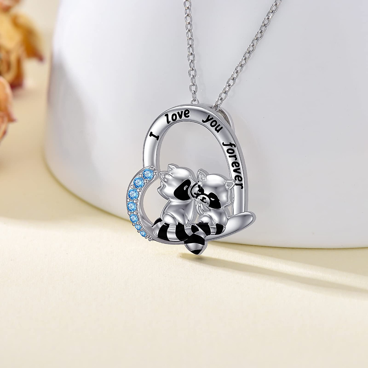 MISTBEE Mothers Day Gifts Raccoon Necklace for Mom Women 925 Sterling Silver Two Raccoon Necklaces Raccoon Jewelry for Birthday Christmas