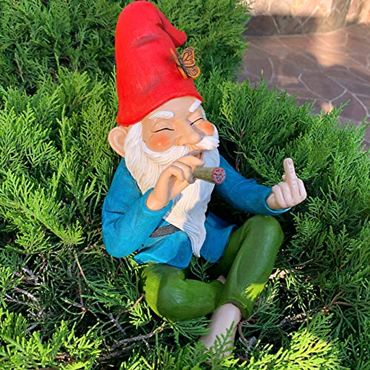 Mood Lab Garden Gnome - Relaxed Gnome - 9.6 Inch Tall Statue Lawn Garden Figurine - for Outdoor or House Decor