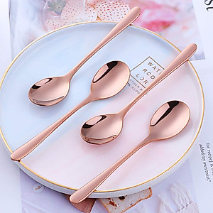BuyGo 4-Piece Espresso Coffee Spoon 6 Inch Rose Gold Small Teaspoon Copper Mini Spoons for Cake Dessert Appetizer, Dishwasher Safe