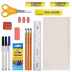 22 Piece Bulk School Supplies Kit for K-12 - Essential Box of School Supplies for Elementary, Middle, and High School Students