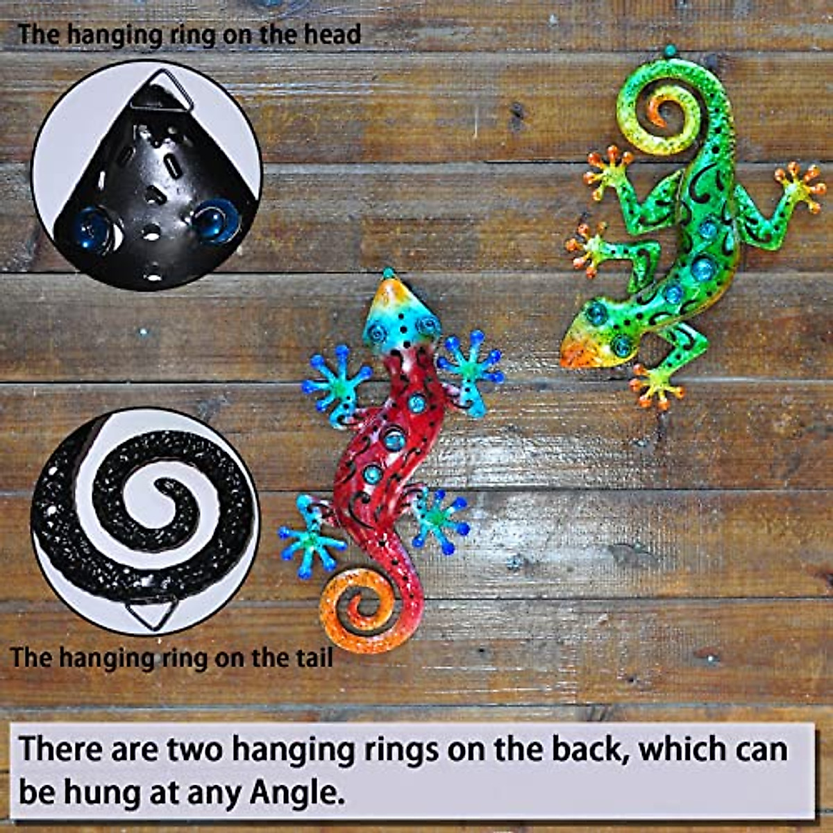 wotieuns Metal Gecko Wall Art Metal Lizard Outdoor Wall Decor Suitable for Yard Fence Patio Garden Decor Set of 2