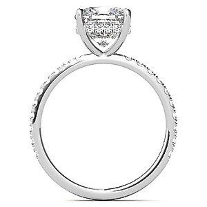 10K Solid White Gold Handmade Engagement Rings, 3 CT Cushion Cut Moissanite Diamond Solitaire Bridal/Wedding Ring for Women/Her, Minimalist Ring Anniversary Ring For Gifts (5.5)