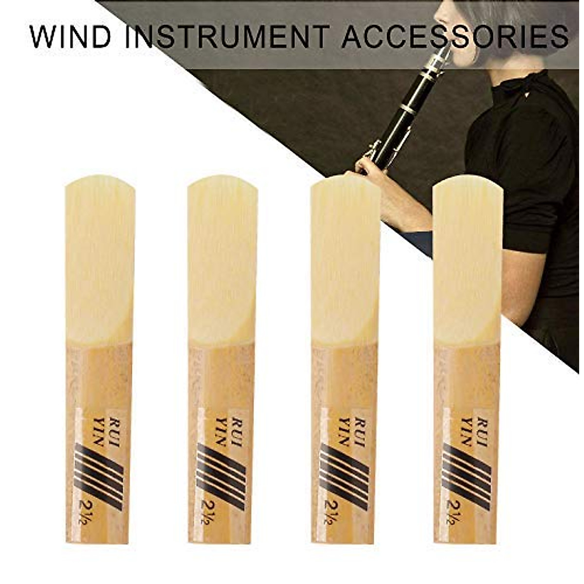 Pimoys 10 Pack Traditional Bb Clarinet Reeds with Plastic Box, Strength 2.5