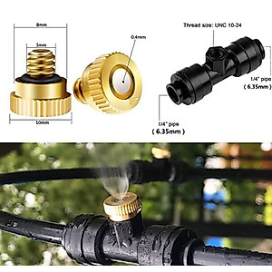 Misting Cooling System 82ft Outdoor Misting Line 25m with 21 Brass Mist Nozzles 3/4" Brass Adapter for Patio Misting System Pre-Assembled Outdoor Mister for Garden Greenhouse Trampoline Playground