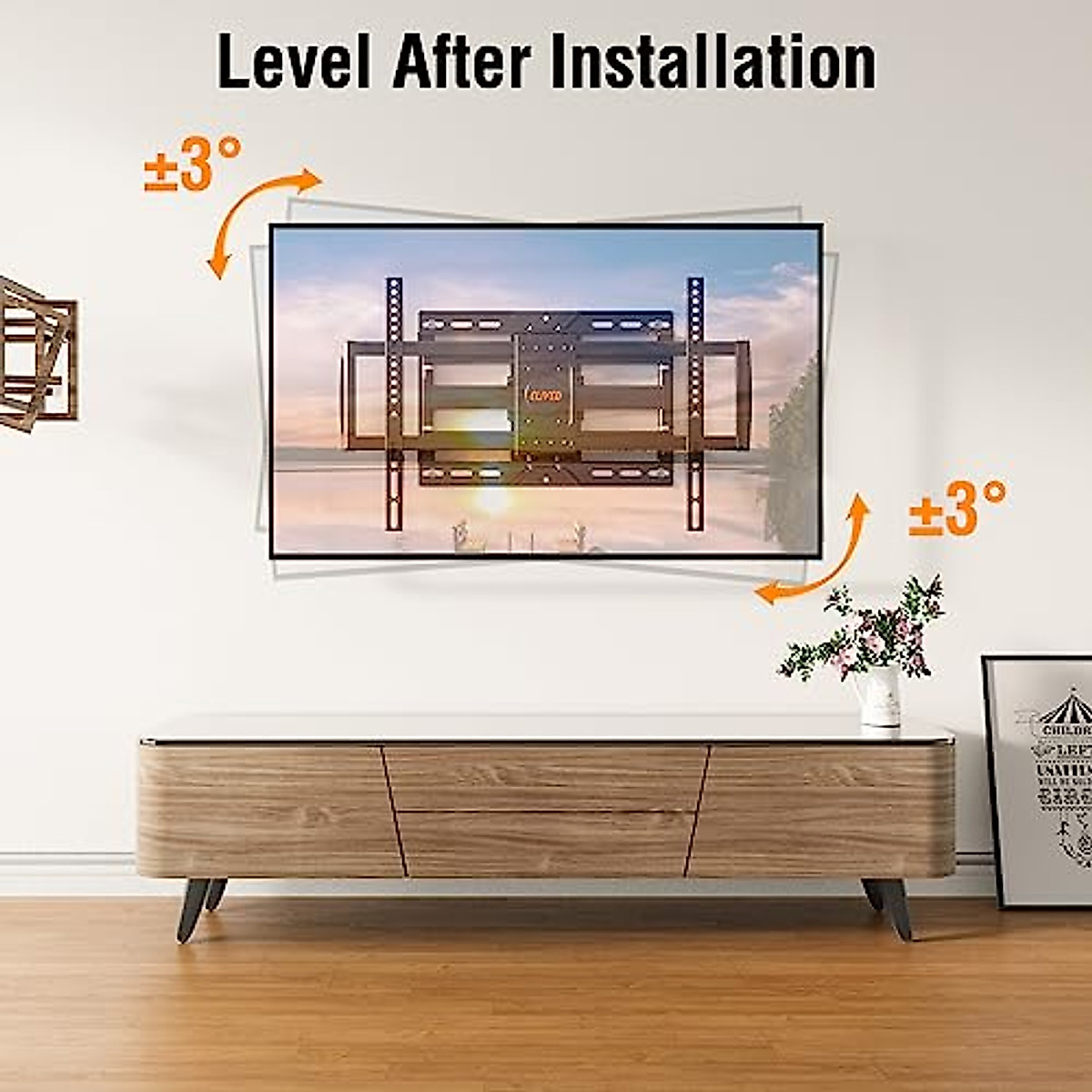 ELIVED TV Wall Mount for Most 37-82 Inch OLED QLED TVs, 8 Ball Bearings Smooth Swivel Extend for Ultra Slim Screens, Full Motion Wall Mount TV Bracket Max VESA 600x400mm, 100 lbs. Fits 16" Wood Studs