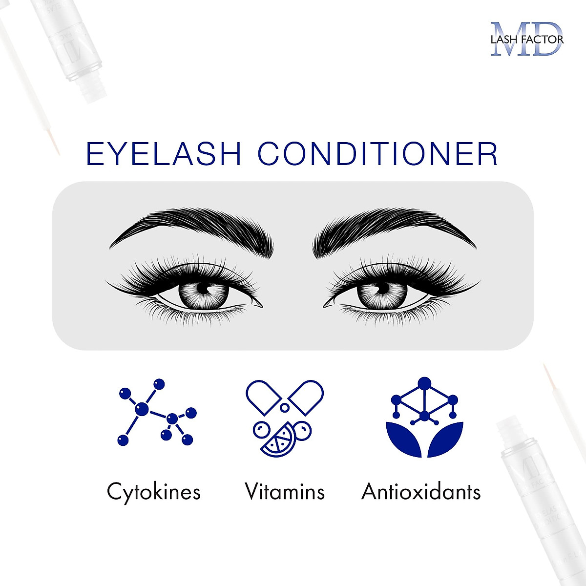 MD Lash Factor Eyelash Growth Serum| Enhances Your Natural Lashes For A Fuller, Longer & Denser Look | Eyelashs Enhancer for Women | 0.2 Fl Oz - 6 Month Supply