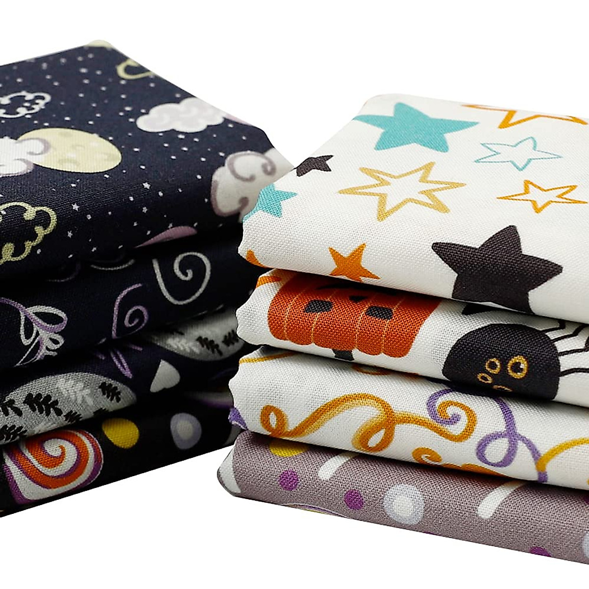 Yunmian Cottfab 8pcs 100percent Cotton Fabric Digitally-Printed Fat Quarters Fabric Bundle 22x18'' (55x45cm) Strong & Tightly Woven, Quilting Fabric for Sewing & Patchwork & Face Masks